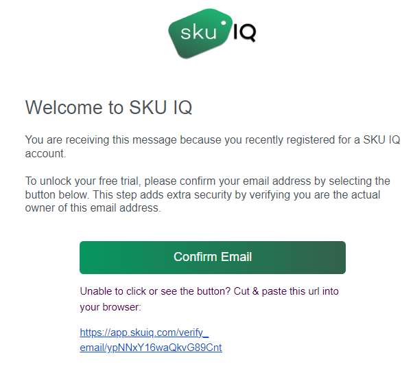 How to verify your email with SKU IQ