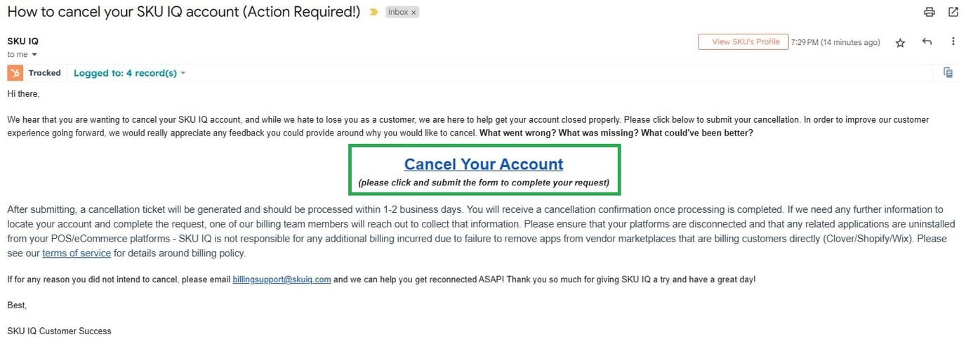 How To Cancel Your SKU IQ Plan