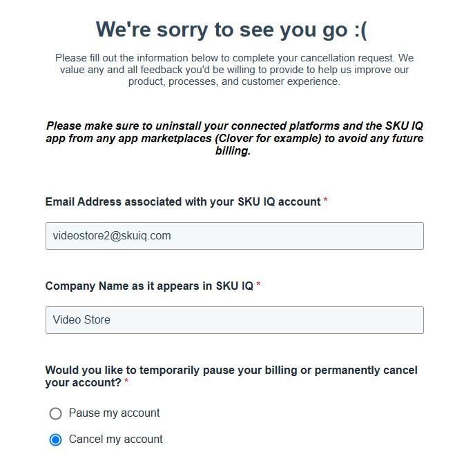 How To Cancel Your SKU IQ Plan